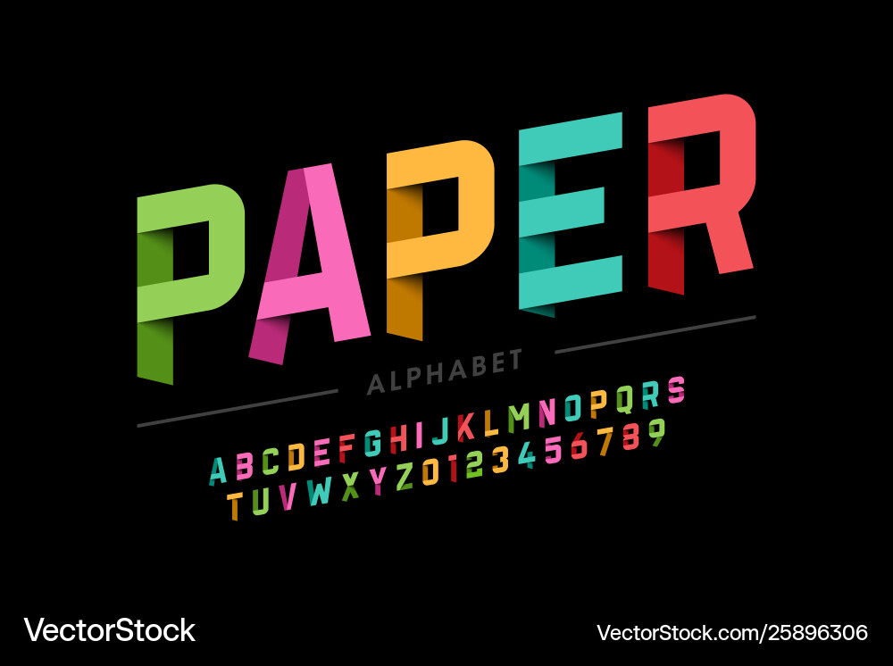 Paper Fold Font - Origami Style Royalty Free Vector Image