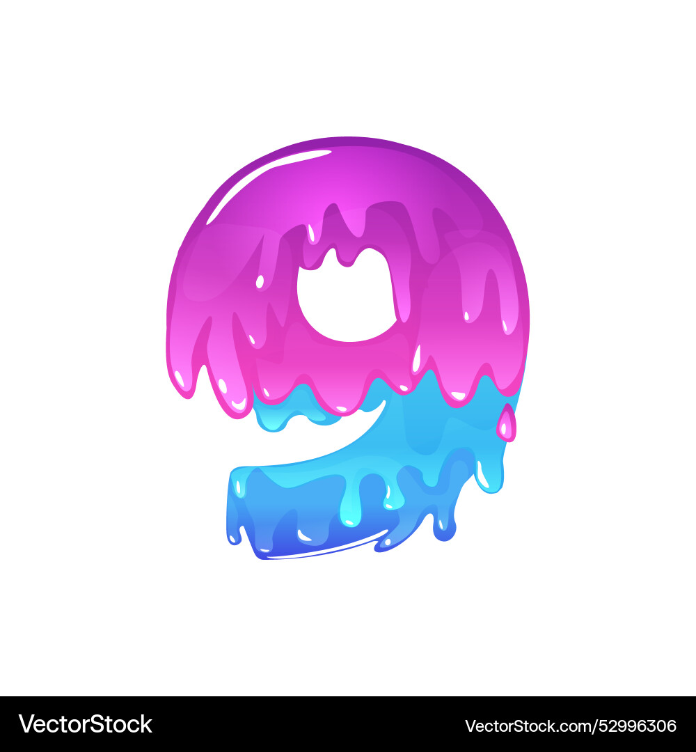 Slime cartoon number 9 figure nine Royalty Free Vector Image