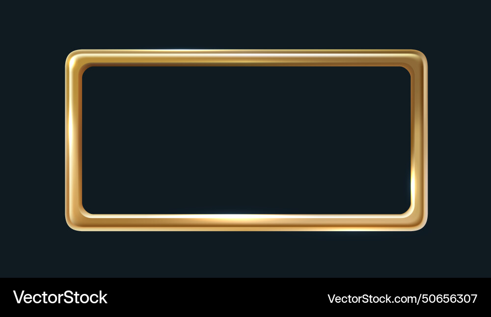 Big gold rectangle frame isolated on black back Vector Image
