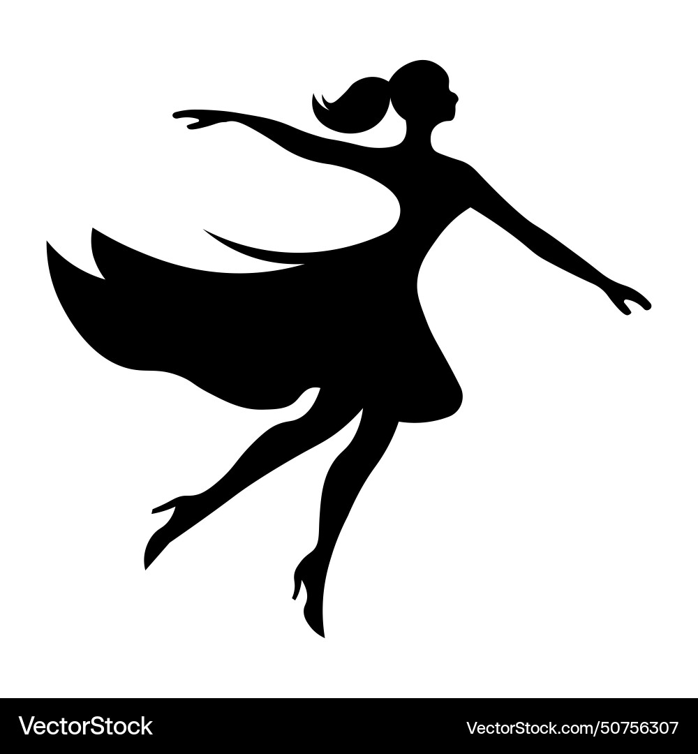 Black female dancer silhouette on white background