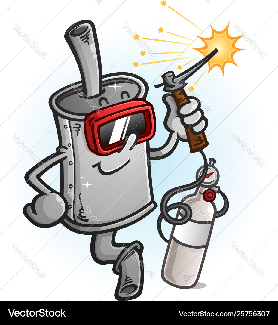 Cartoon Muffler Mechanic Welding Royalty Free Vector Image