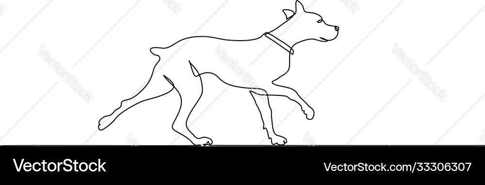 Continuous one line drawing walking dog Royalty Free Vector