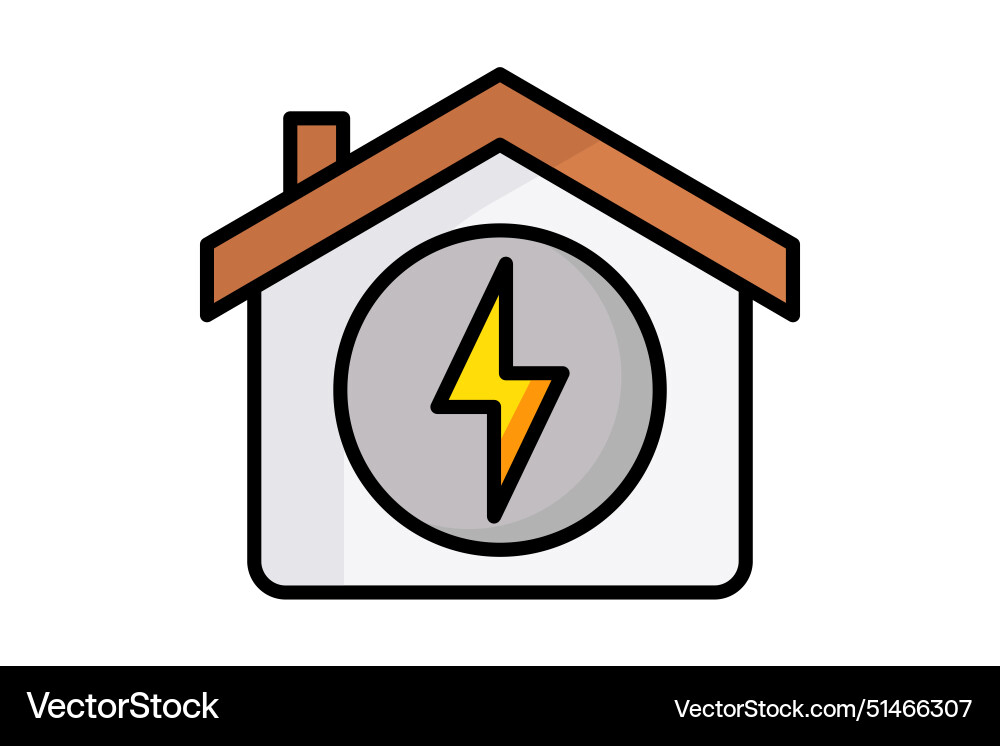Electric icon house with lightning related Vector Image