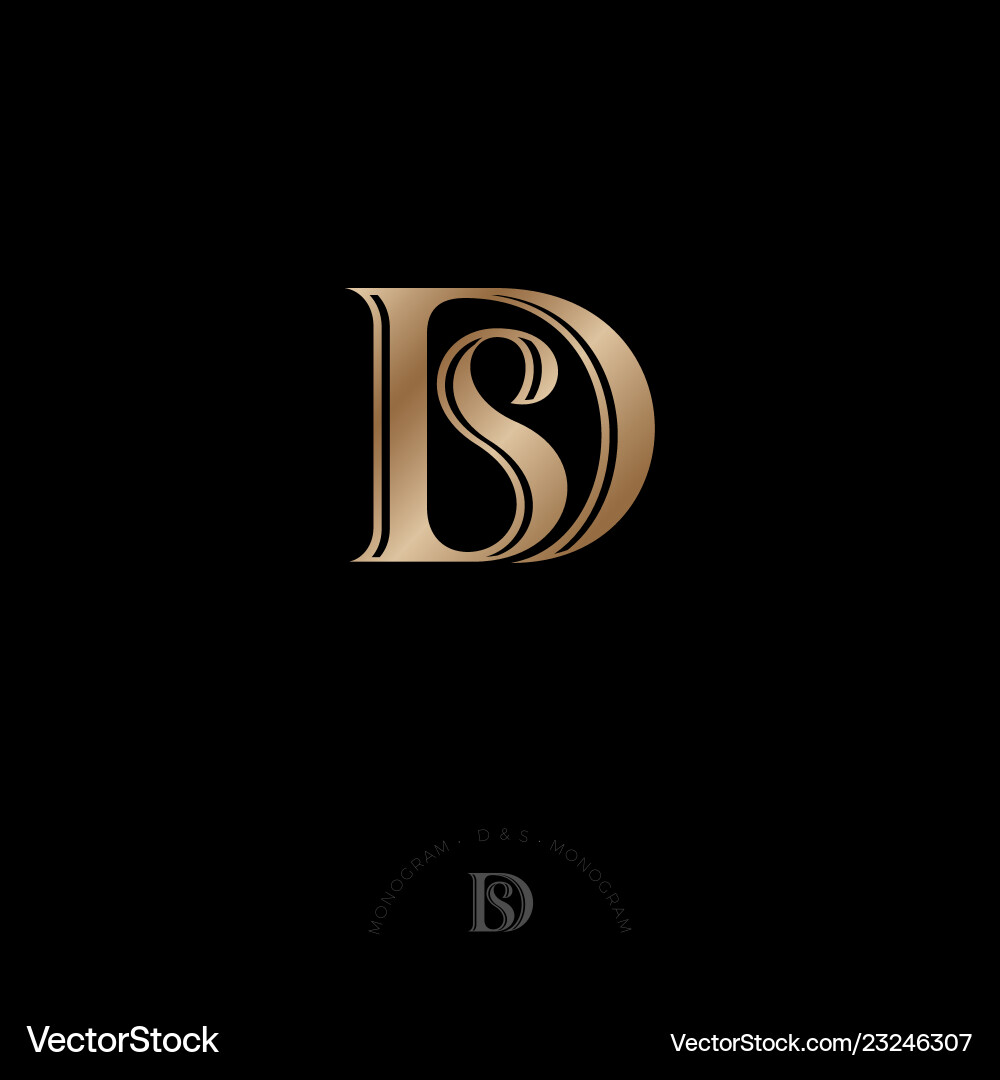 Gold Monogram Logo - D & S Initials Royalty Free Vector