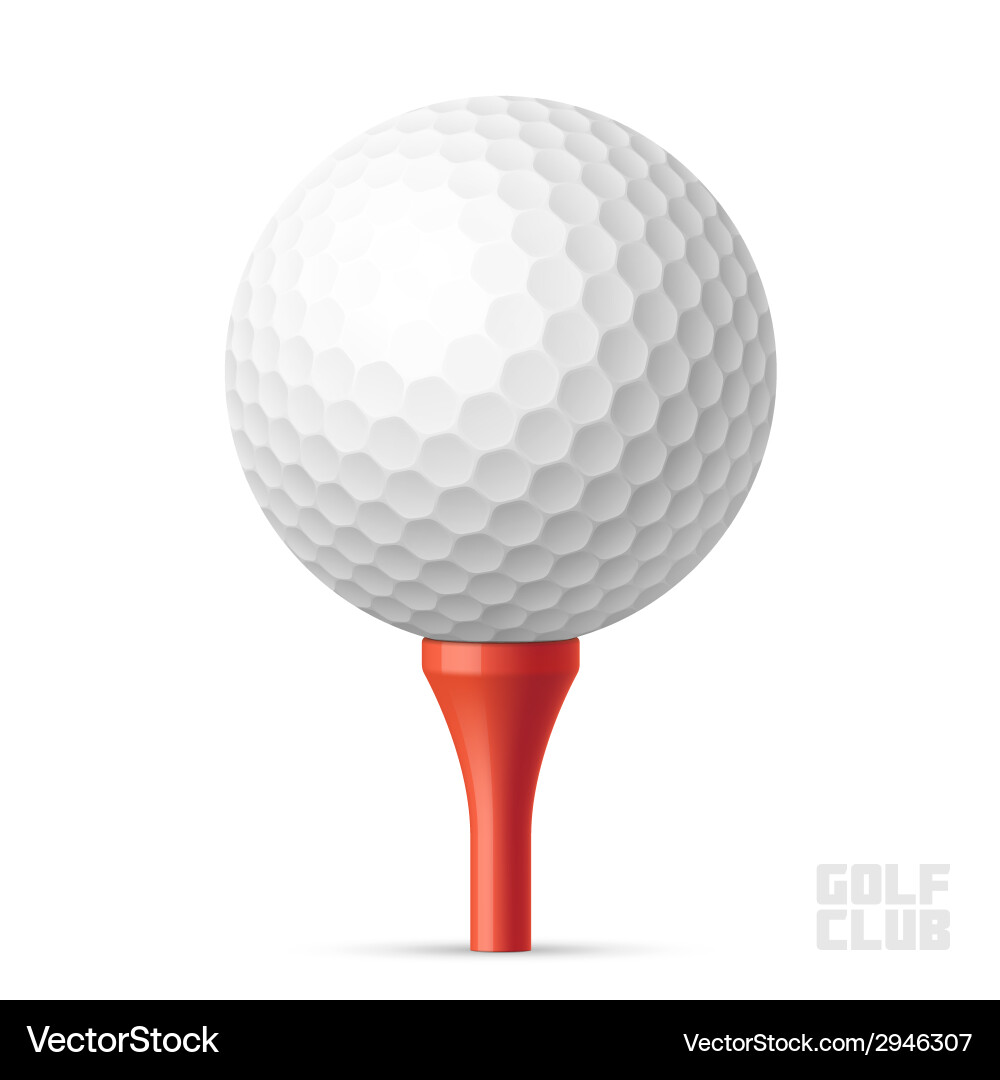 Golf ball on red tee Royalty Free Vector Image