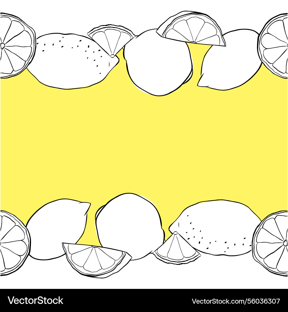 Lemons cut slices and whole seamless horizontal Vector Image