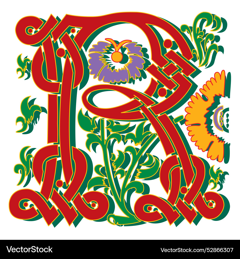 Masselle initial caps font capital letter r design