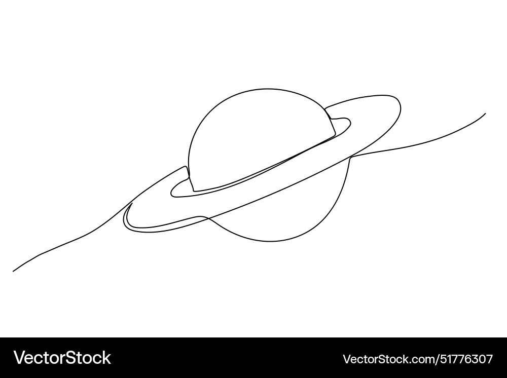 Saturn one line isolated on white Royalty Free Vector Image