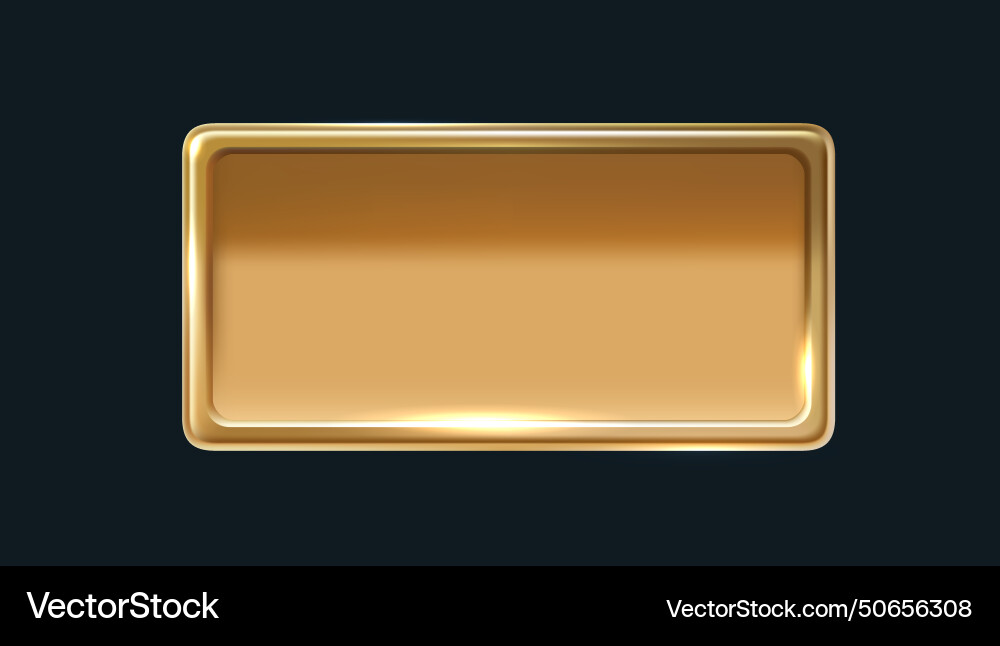 Big gold rectangle frame isolated on black back Vector Image