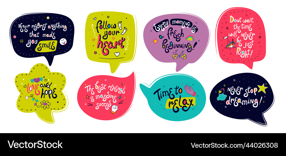 Chat shape labels speak designs bright sticker Vector Image
