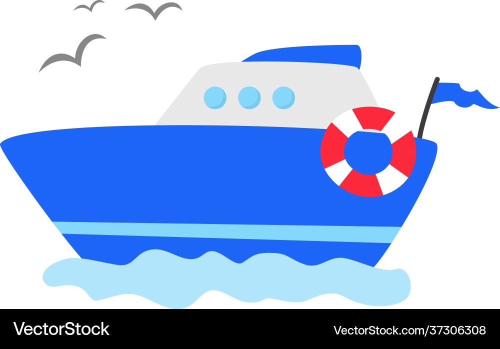 Cute cartoon ship on white background Royalty Free Vector