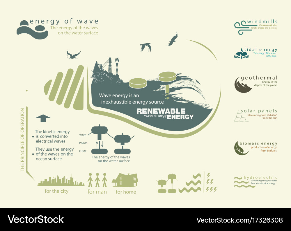 Infographics renewable source of wave energy Vector Image