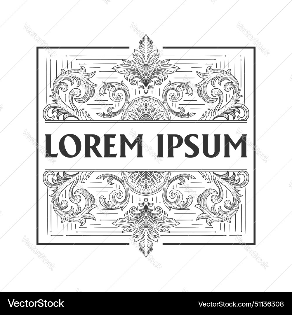 Old square classic vintage retro ornament border Vector Image