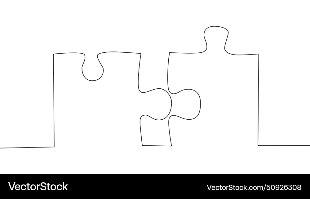One line connecting puzzle pieces Royalty Free Vector Image