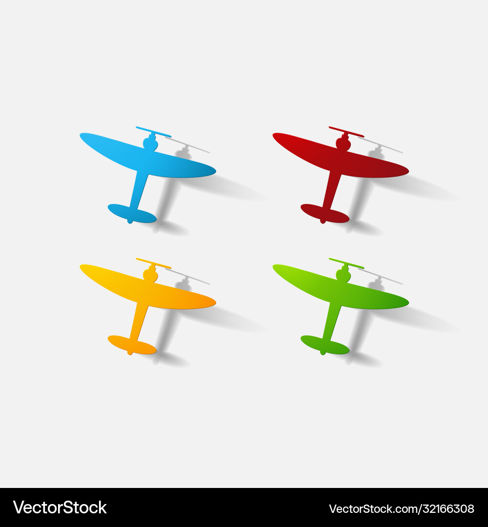 Paper clipped sticker aircraft plane Royalty Free Vector