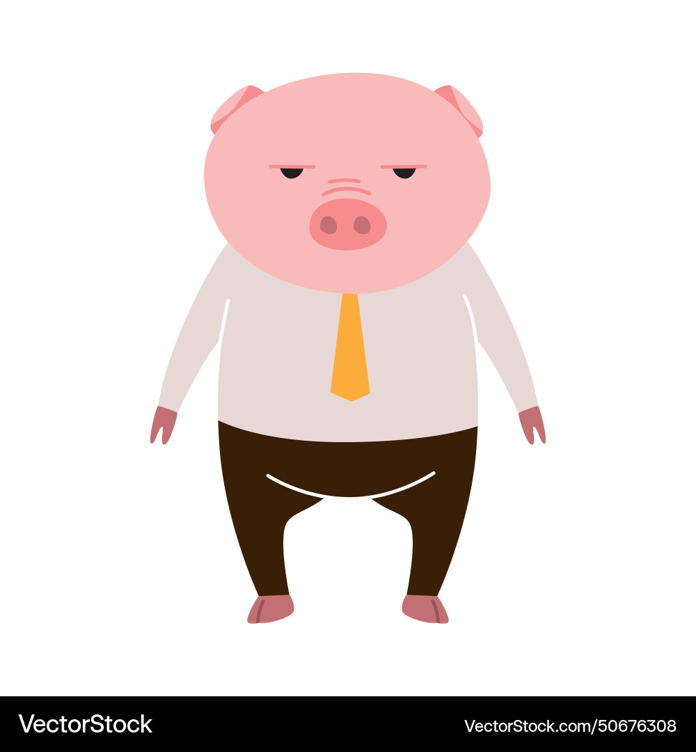 Pig businessman character isolated on white Vector Image