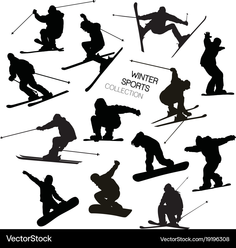 Set collection of black alpine skier s Royalty Free Vector