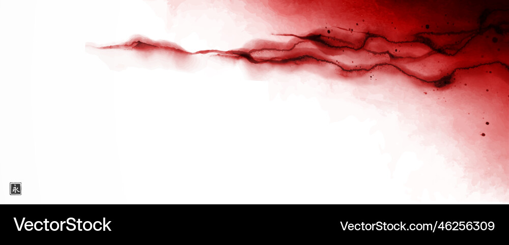 Abstract red ink wash painting on white background