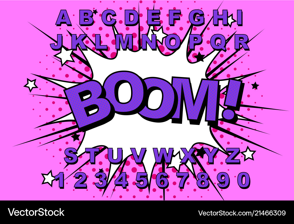 Alphabet comic retro Royalty Free Vector Image