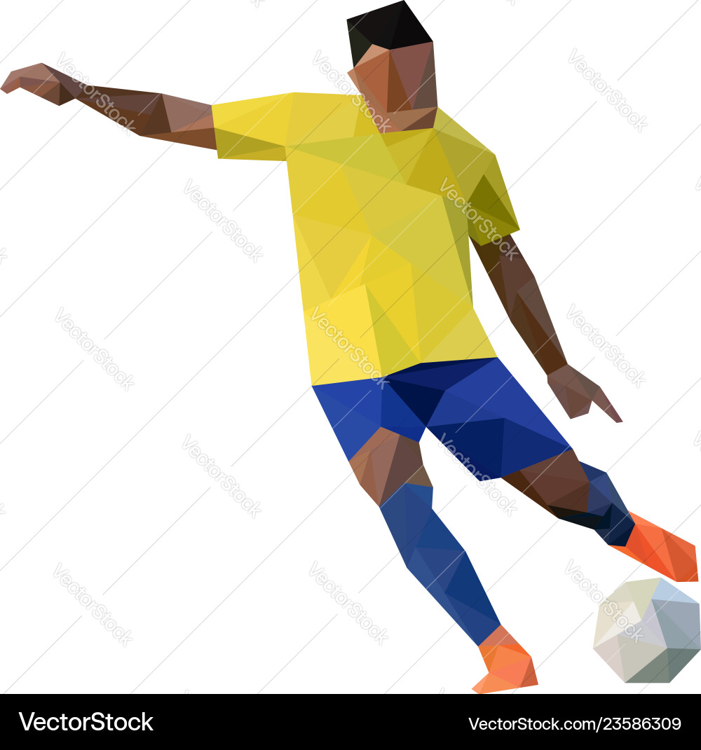 Football player in low poly art Royalty Free Vector Image