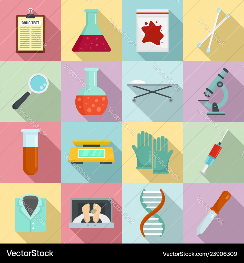 Forensic Science Icon Set Royalty Free Vector Image