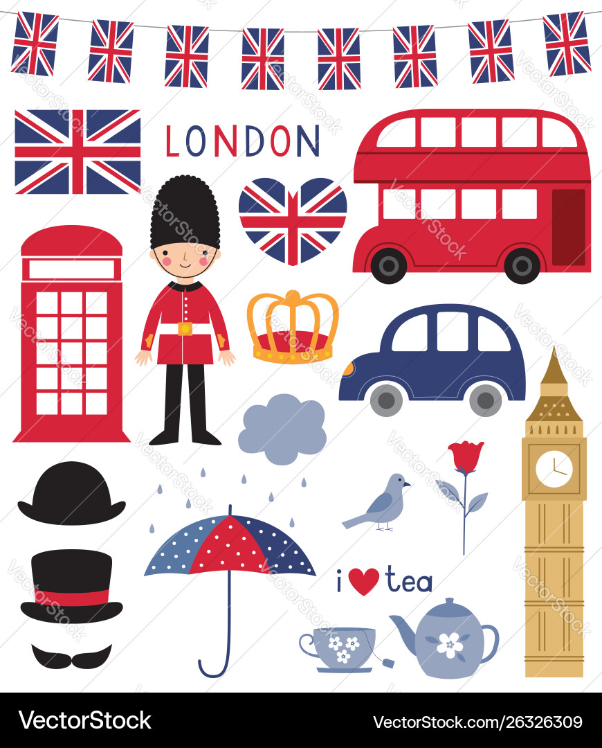 London symbols design elements set Royalty Free Vector Image