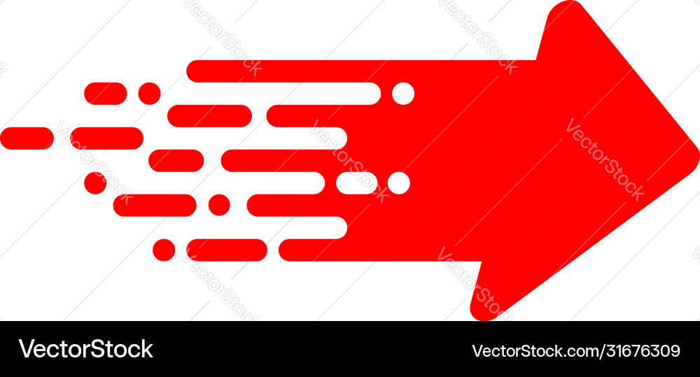 Red arrow with disappearing speed trace Royalty Free Vector