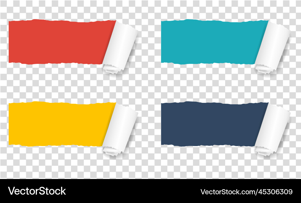 Ripped paper set with transparent background Vector Image