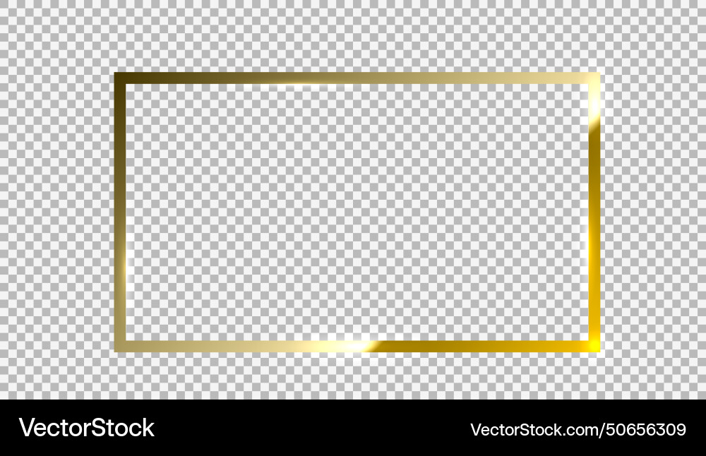 Simple golden shiny glowing vintage frame isolated