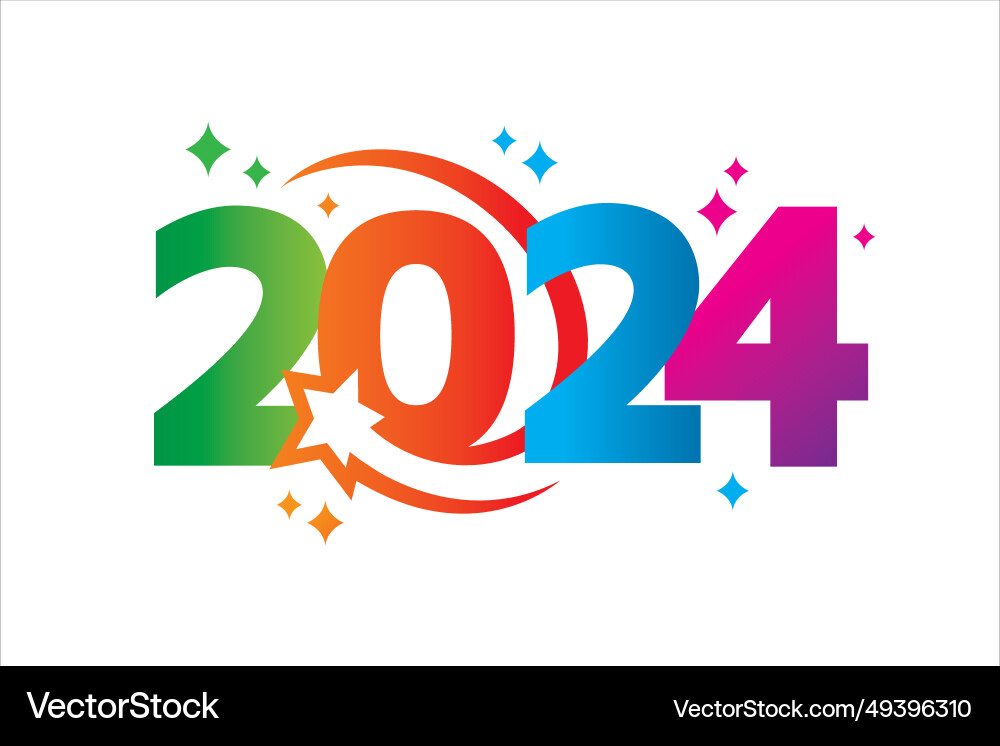 2024 happy new year number design template Vector Image