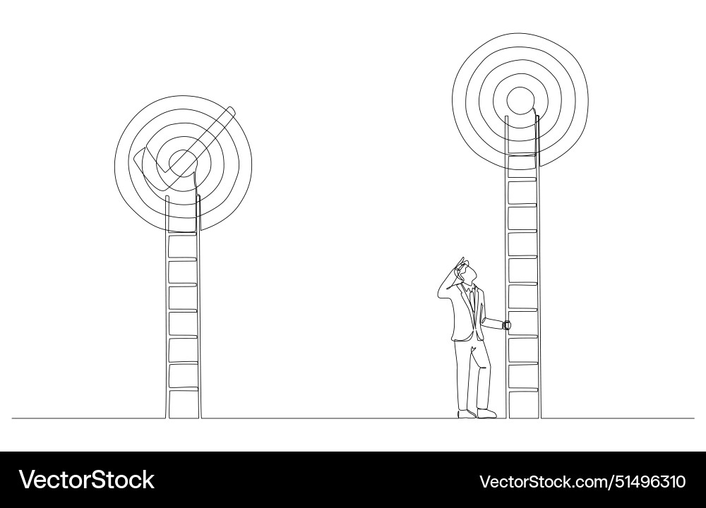 Businessman preparing ladder to reach next target Vector Image