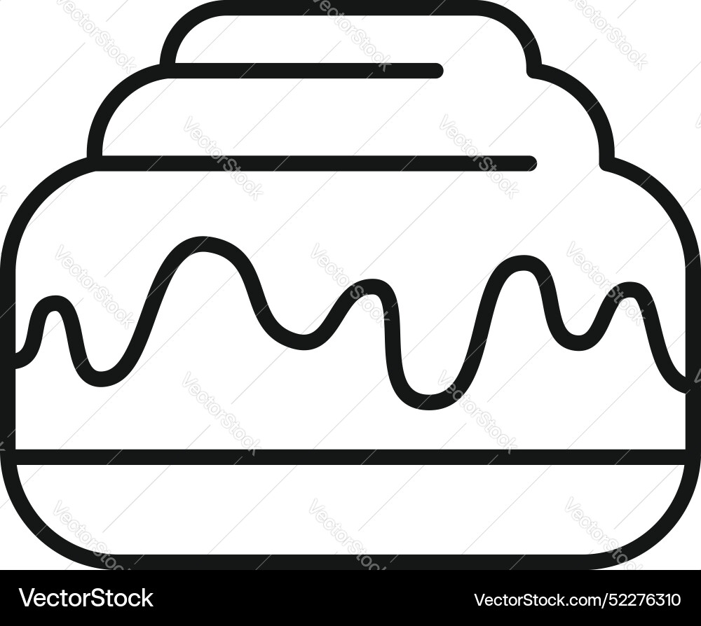 Cinnamon bun with icing dripping down pastry Vector Image