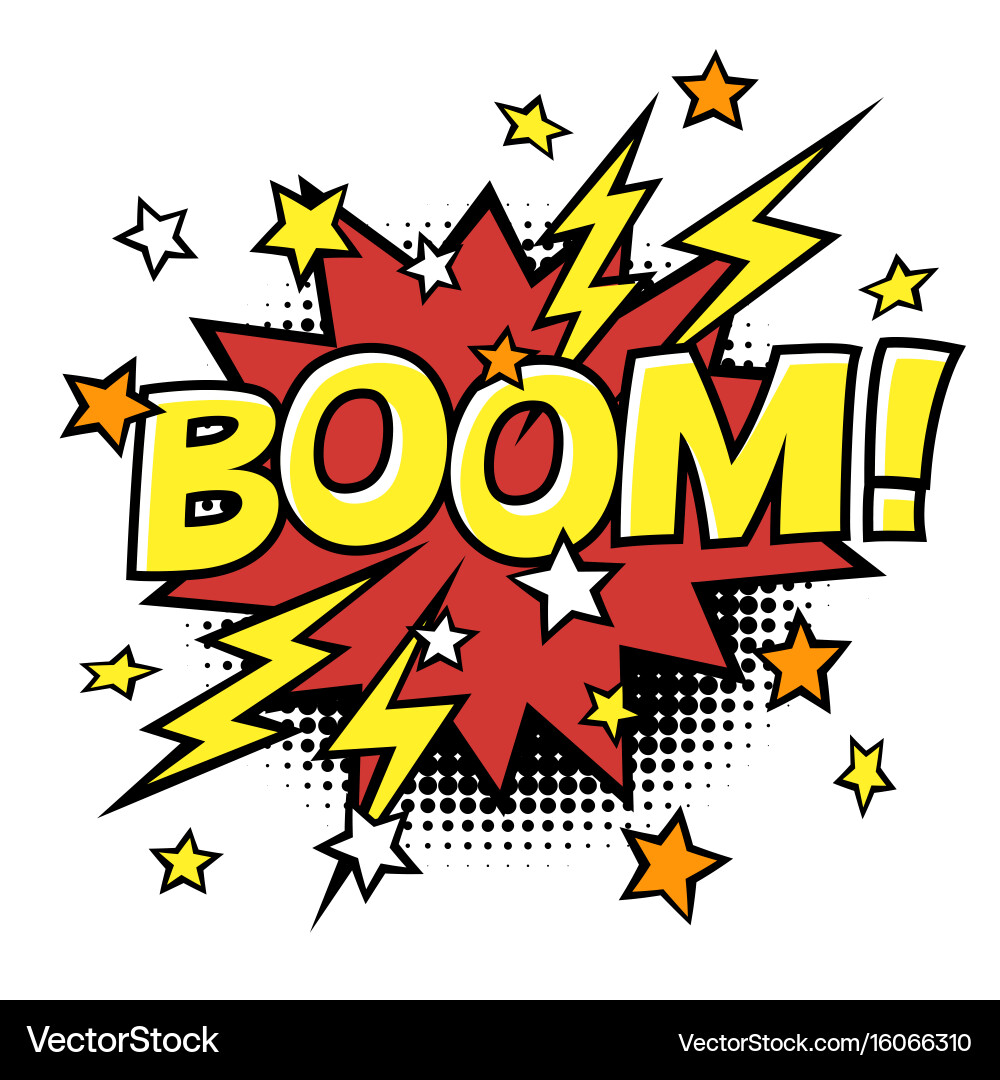 Comic Boom Phrase Speech Bubble Royalty Free Vector Image