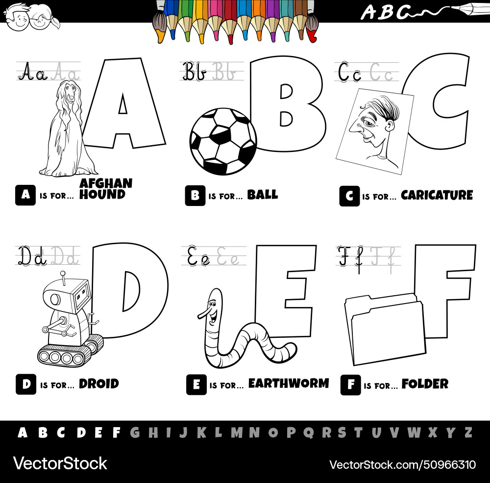 Educational cartoon alphabet letters set from a Vector Image