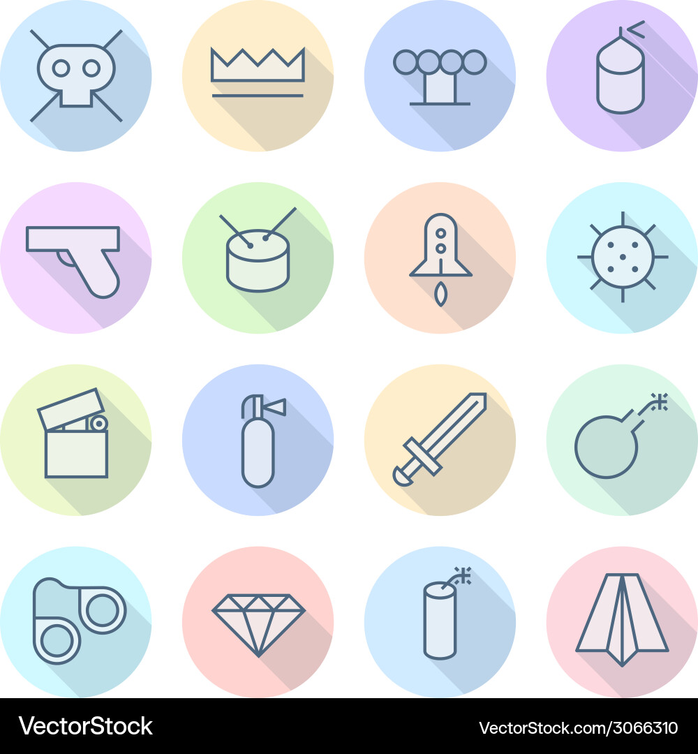 Icons line round miscellaneous thin Royalty Free Vector
