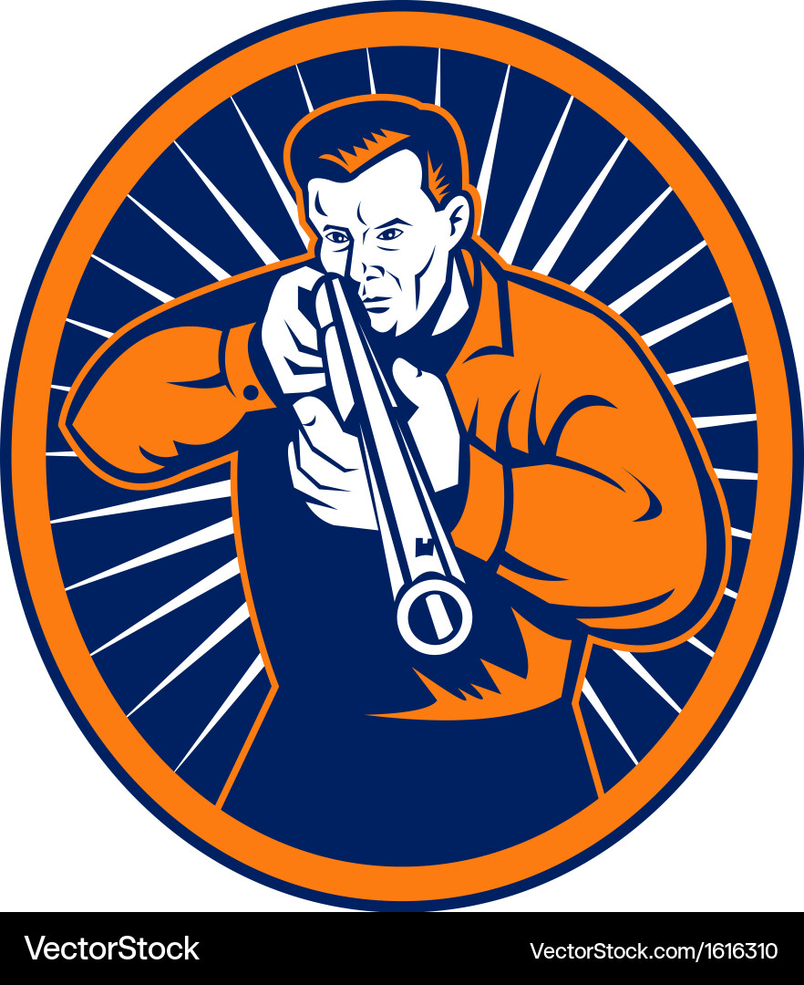 Male shooter aiming a gun Royalty Free Vector Image