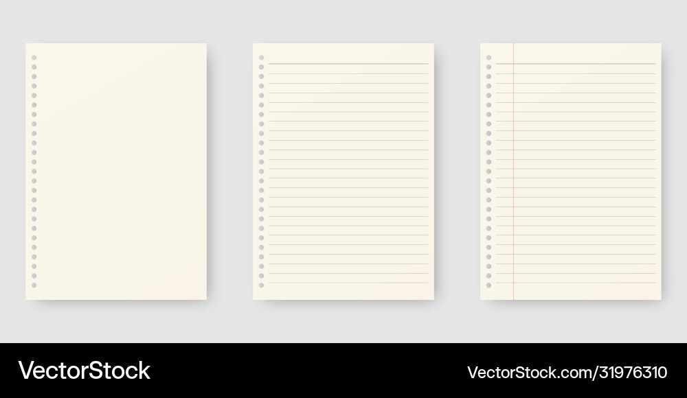 Notebook paper set Royalty Free Vector Image - VectorStock