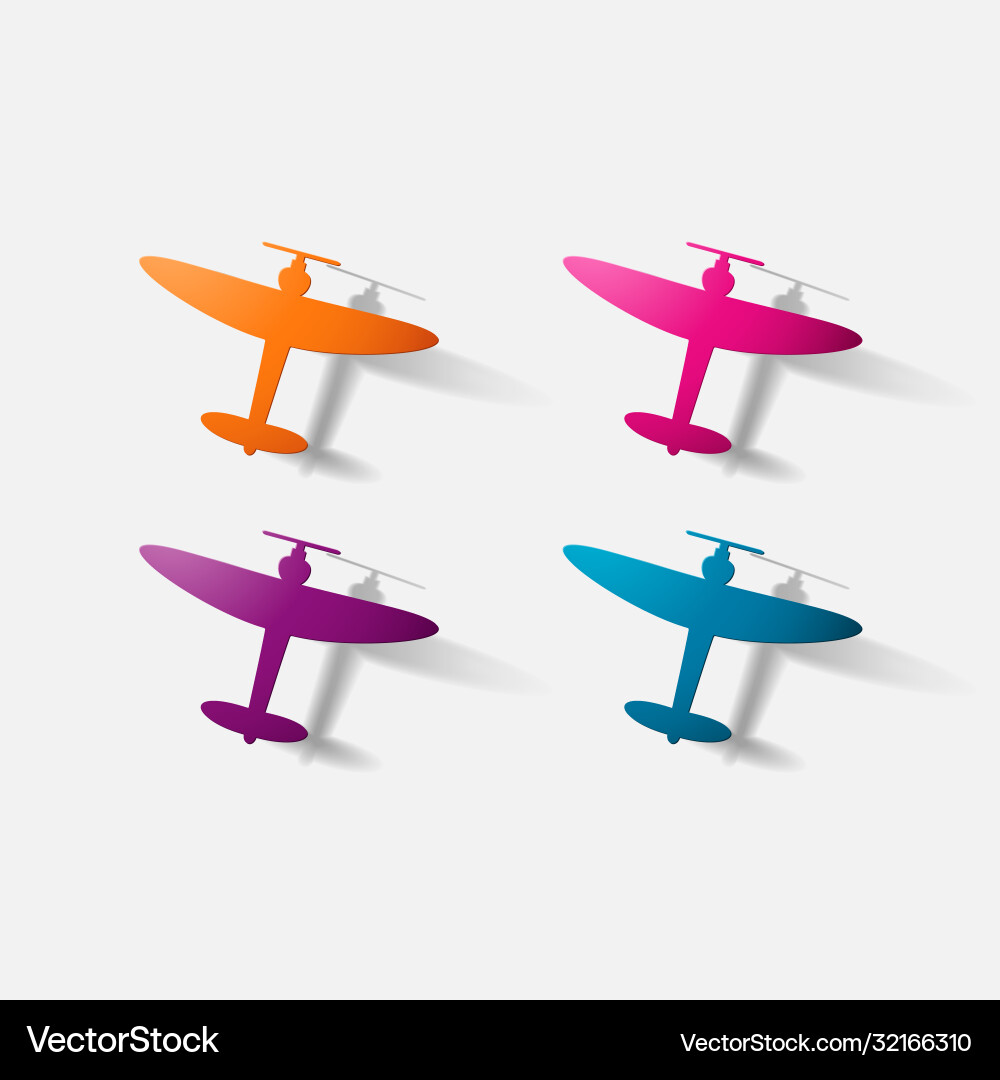 Paper clipped sticker aircraft plane Royalty Free Vector