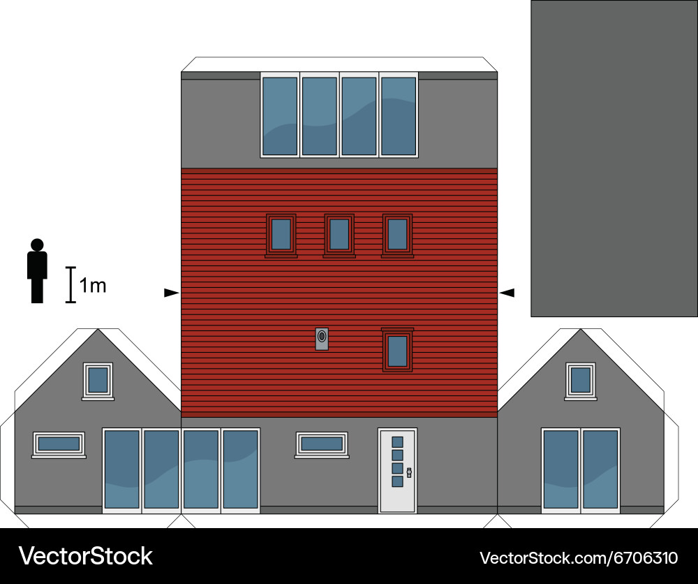 Paper model of a gray small house Royalty Free Vector Image