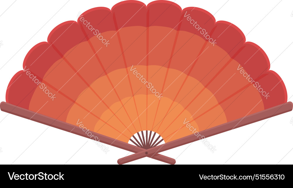 Traditional red and orange handheld folding fan Vector Image