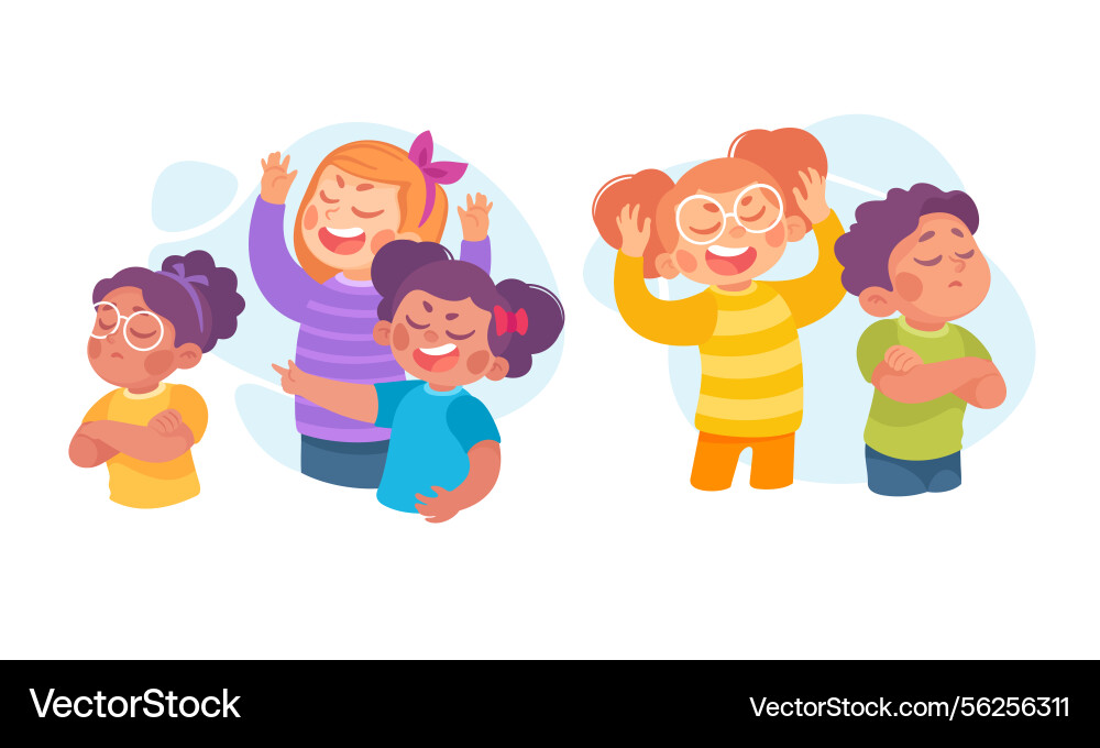 Angry kids bullying and abusing the weak agemate Vector Image