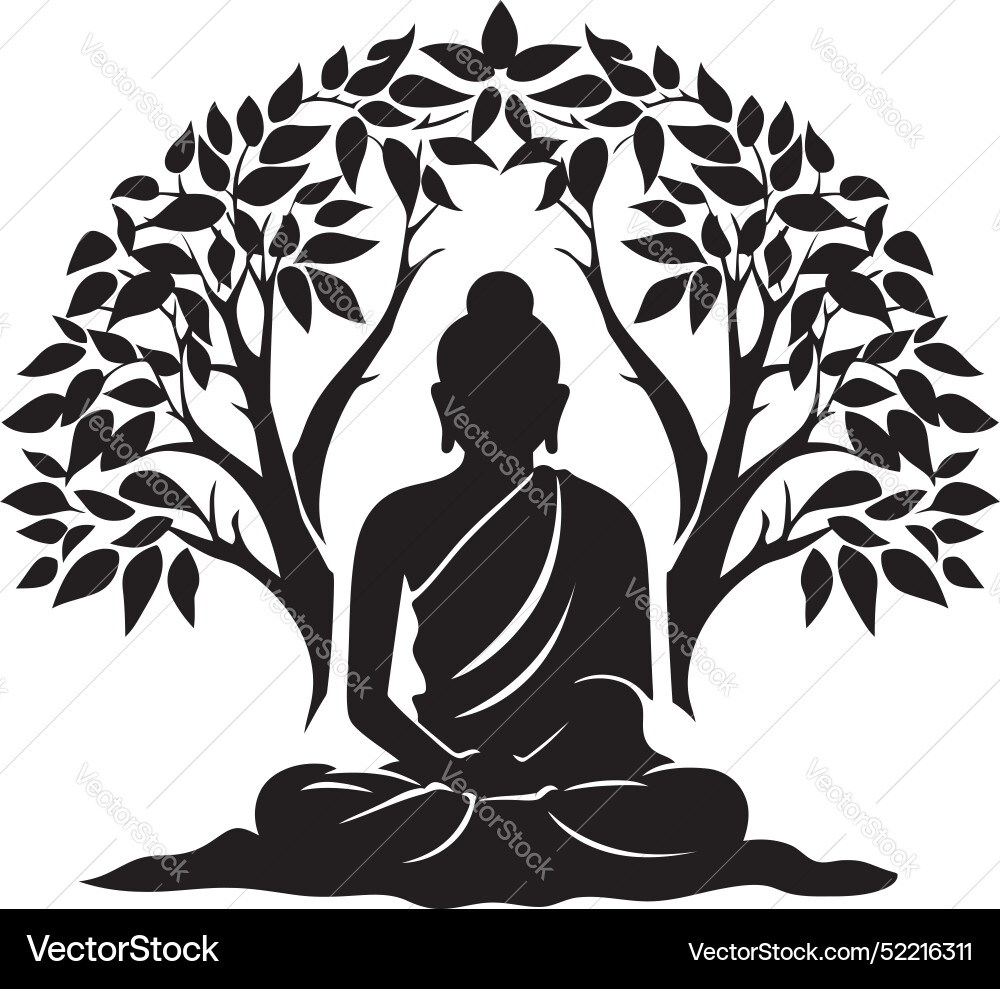 Enlightened reverence black buddha symbol divine Vector Image