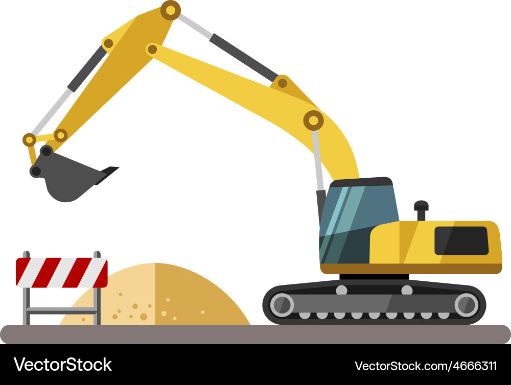 Excavator Machinery - Construction Equipment Vector Image