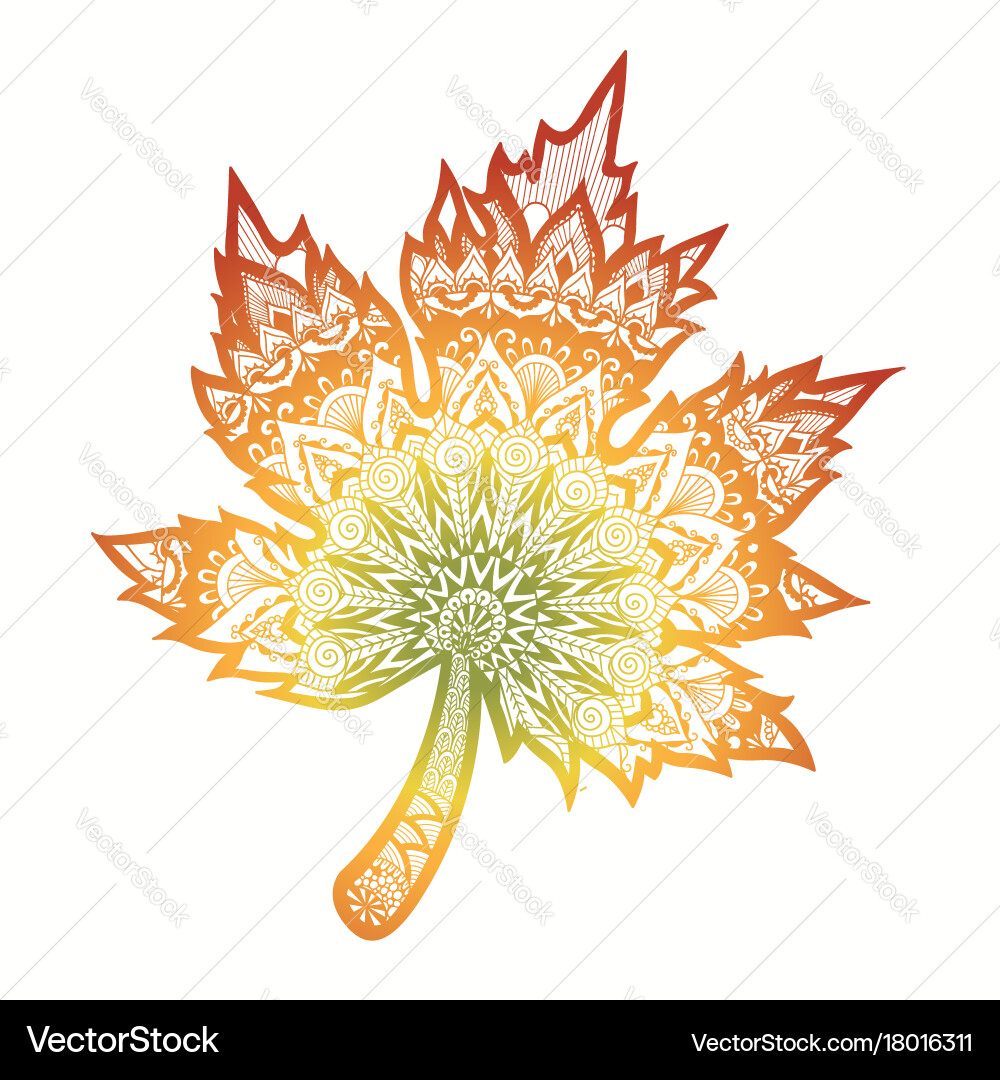 Gradient Autumn Leaf Mandala Royalty Free Vector Image