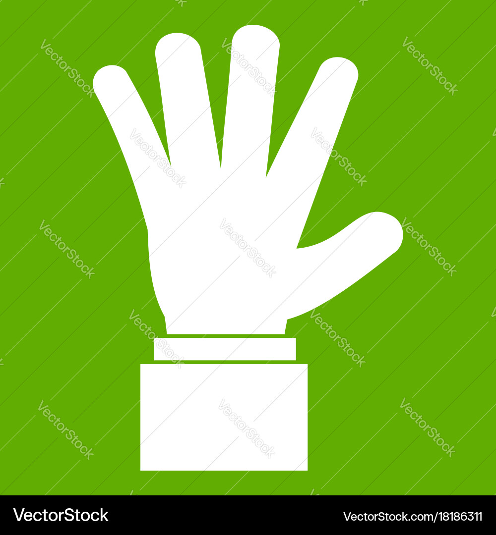 Hand showing five fingers icon green Royalty Free Vector