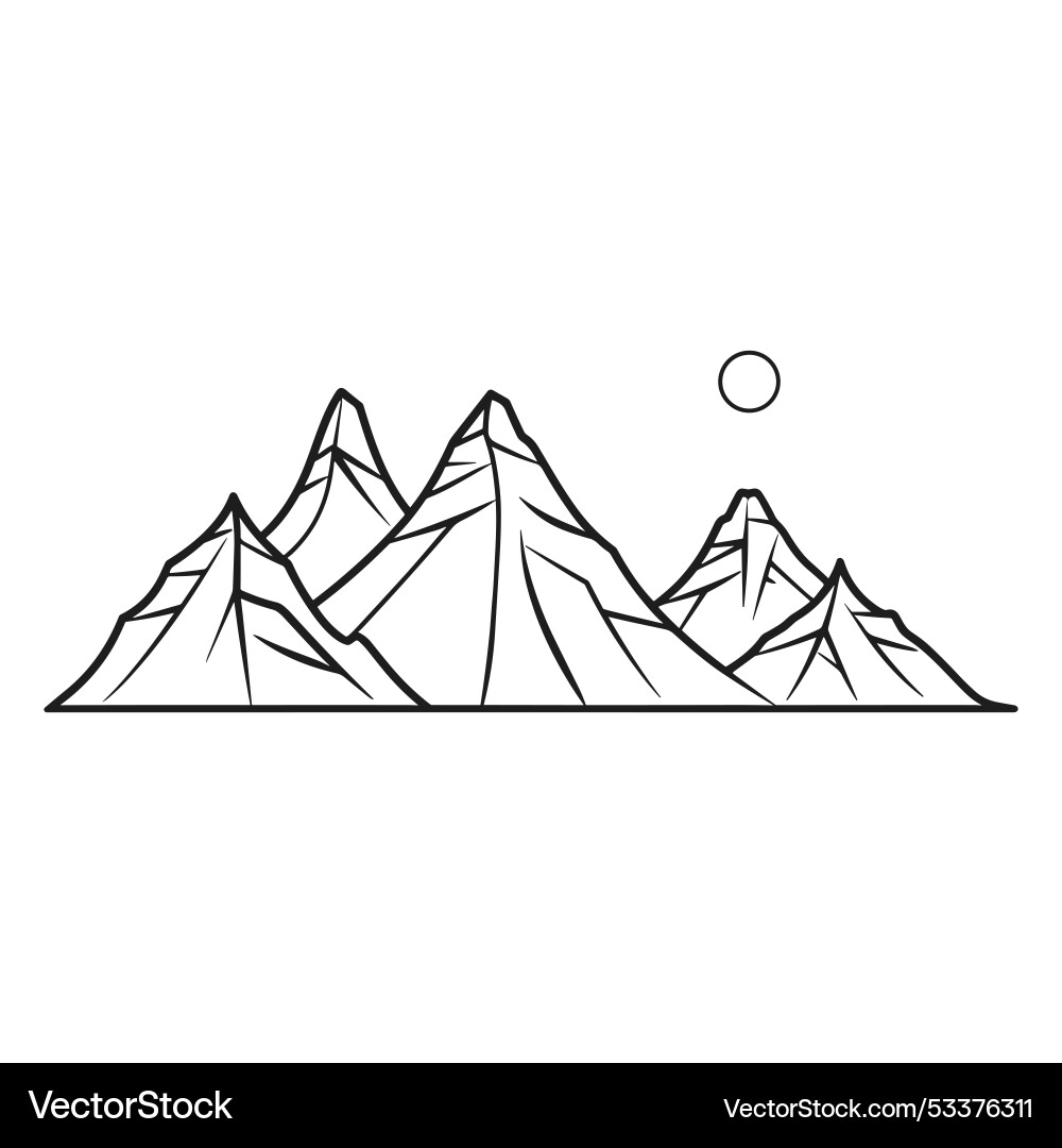 Line art mountain icon style Royalty Free Vector Image