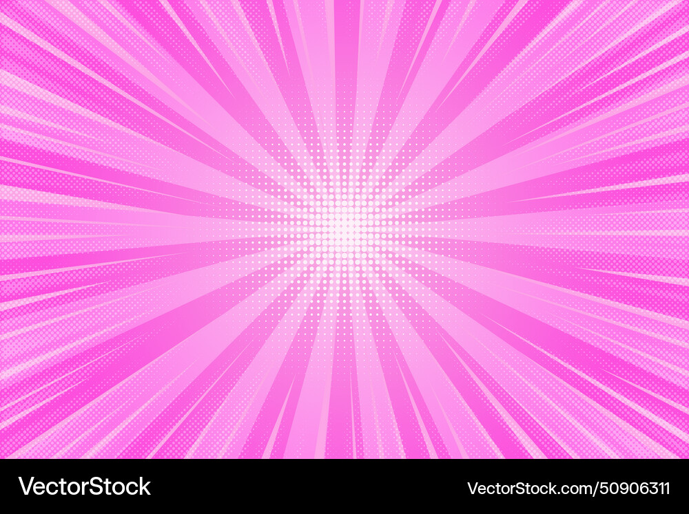 Pink comic background pop art sunburst Royalty Free Vector