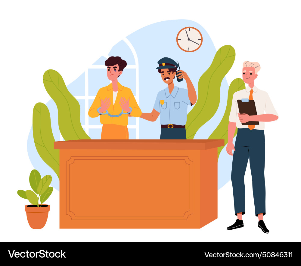 Prisoner in court Royalty Free Vector Image - VectorStock