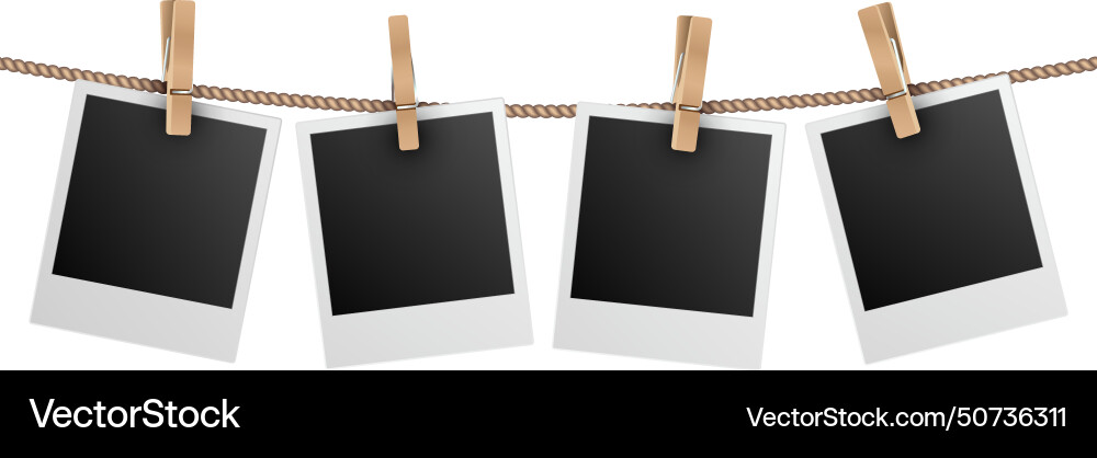 Realistic Photo Card Mockup - Hanging Frame Vector Image