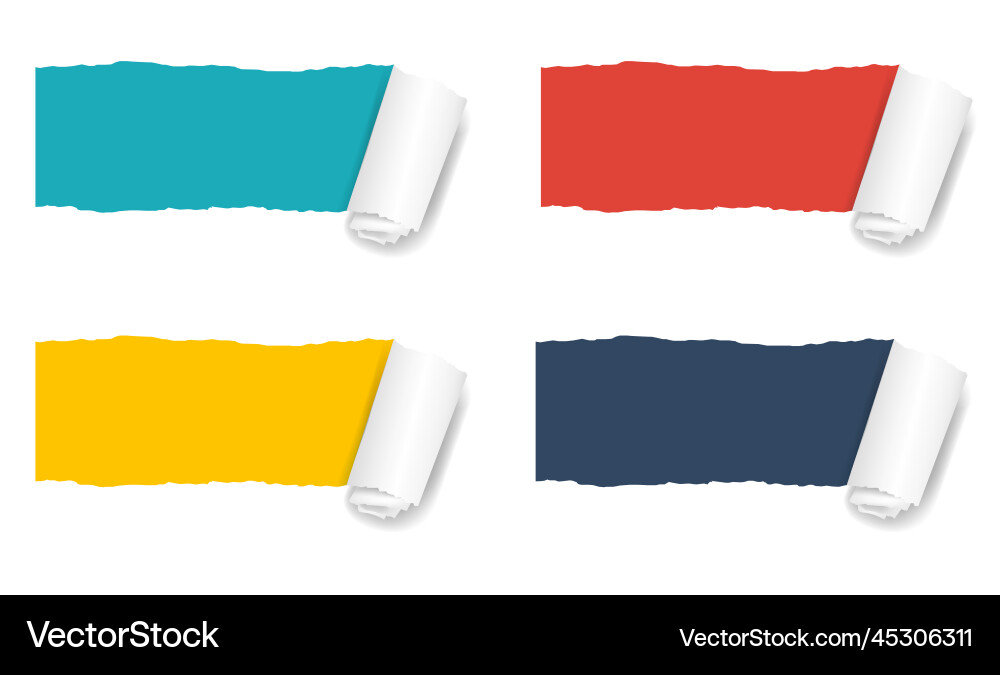 Ripped paper set with white background Royalty Free Vector